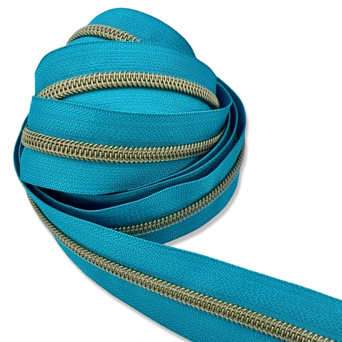 Crystal Teal | #5 Antique Gold Zipper by the Yard - 3 Yard Singles ...