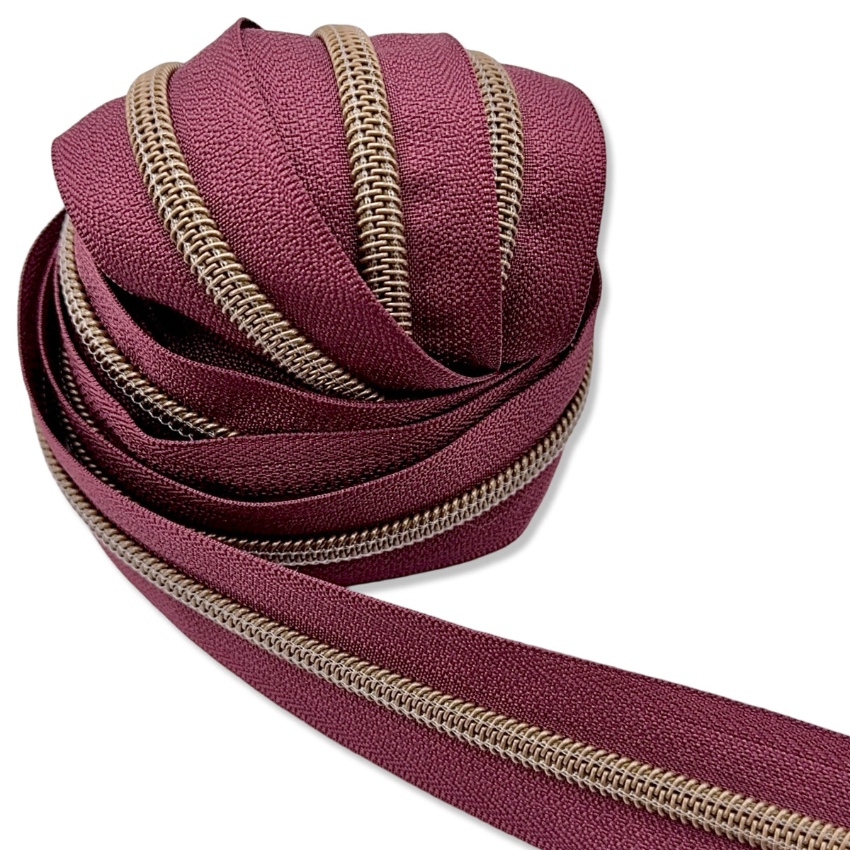 Vintage Maroon | #5 Antique Gold Zipper by the Yard - 3 Yard Singles ...