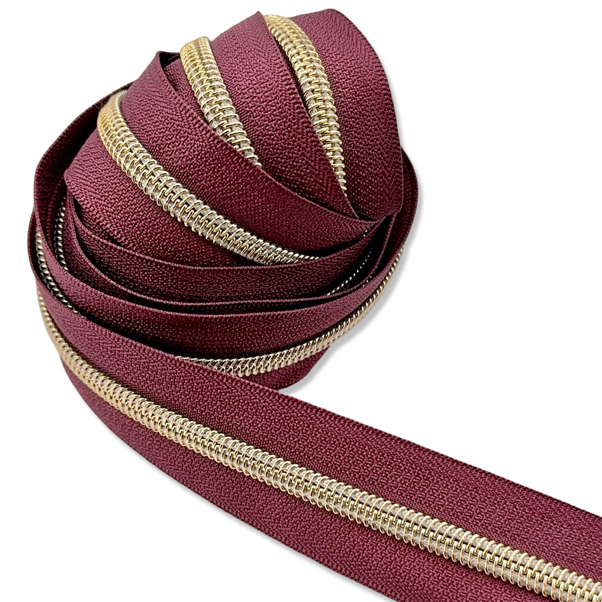 Vintage Maroon | #5 Light Gold Zipper by the Yard - 3 Yard Singles ...