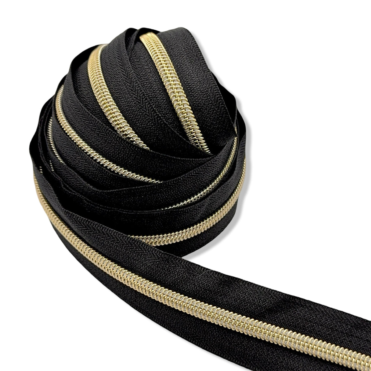 Black | #5 Light Gold Zipper by the Yard - 5 yard Singles – More Me Know