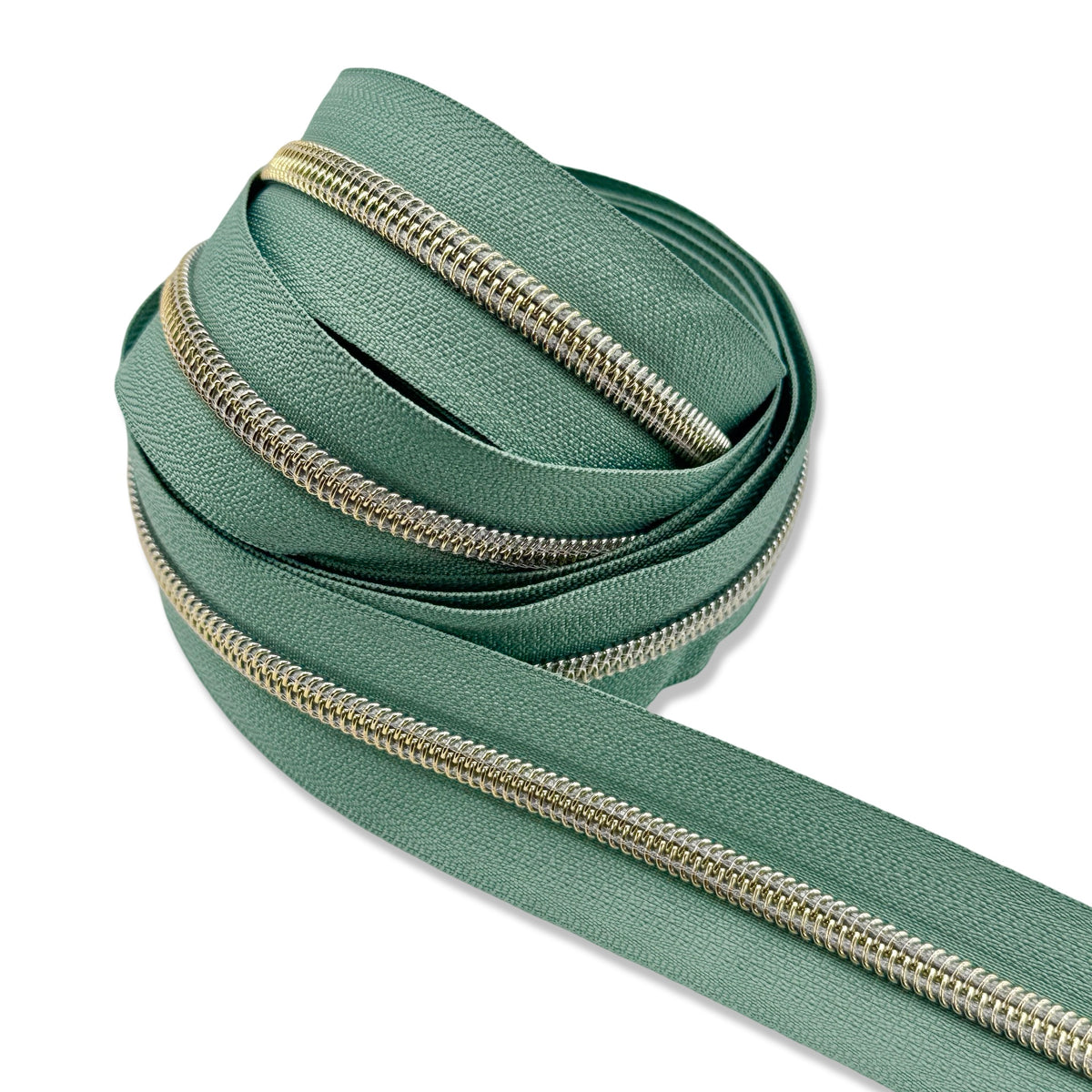 Dusty Sage | #5 Light Gold Zipper by the Yard - 3 Yard Singles – More ...