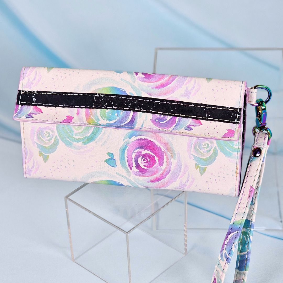 Rainbow Watercolor Roses with Cork | Juno Clutch Wallet – More Me Know
